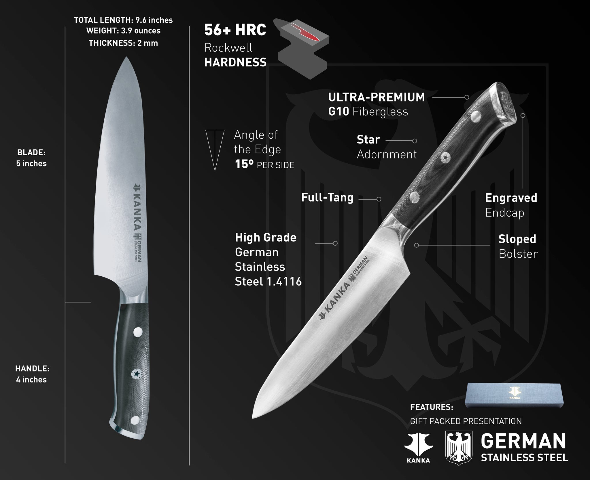 5'' GERMAN STEEL UTILITY KNIFE – KANKA Grill